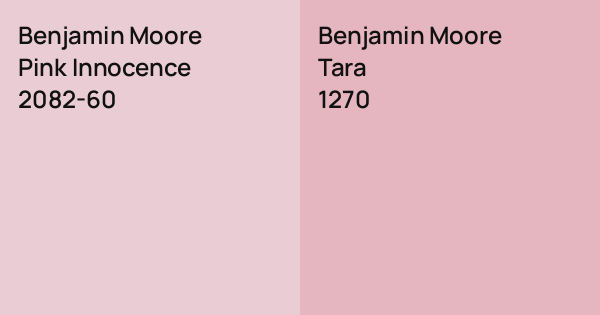 Benjamin Moore Pink Innocence vs. Benjamin Moore Tara comparison