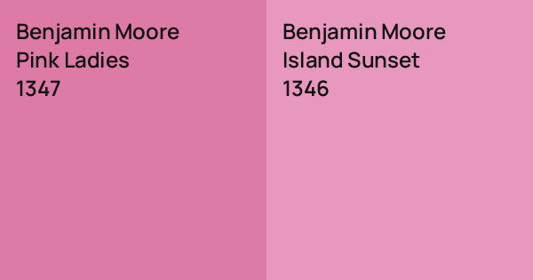 Benjamin Moore Pink Ladies vs. Benjamin Moore Island Sunset comparison