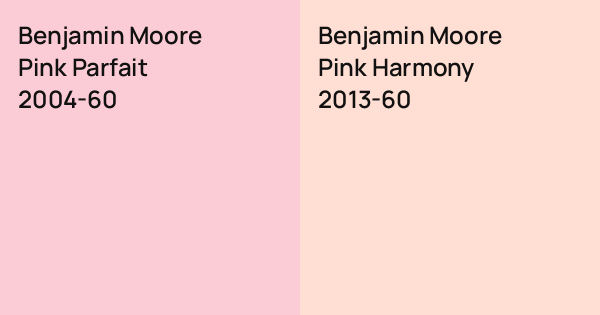 Benjamin Moore Pink Parfait vs. Benjamin Moore Pink Harmony comparison
