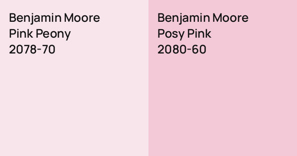 Benjamin Moore Pink Peony vs. Benjamin Moore Posy Pink comparison