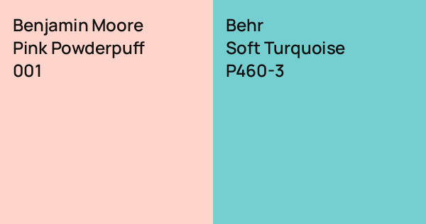 Benjamin Moore Pink Powderpuff vs. Behr Soft Turquoise comparison