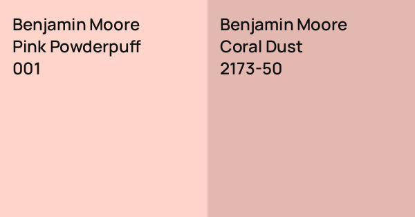 Benjamin Moore Pink Powderpuff vs. Benjamin Moore Coral Dust comparison