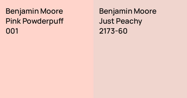 Benjamin Moore Pink Powderpuff vs. Benjamin Moore Just Peachy comparison