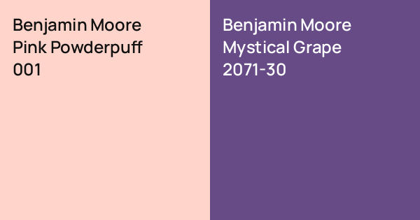 Benjamin Moore Pink Powderpuff vs. Benjamin Moore Mystical Grape comparison