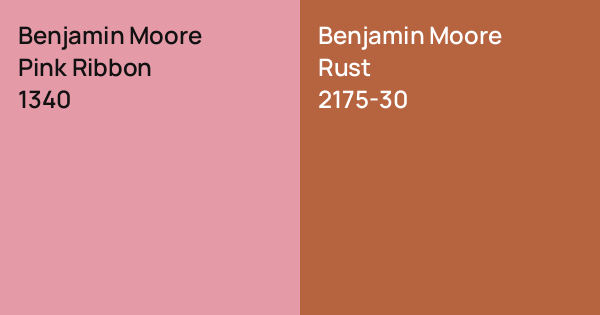 Benjamin Moore Pink Ribbon vs. Benjamin Moore Rust comparison