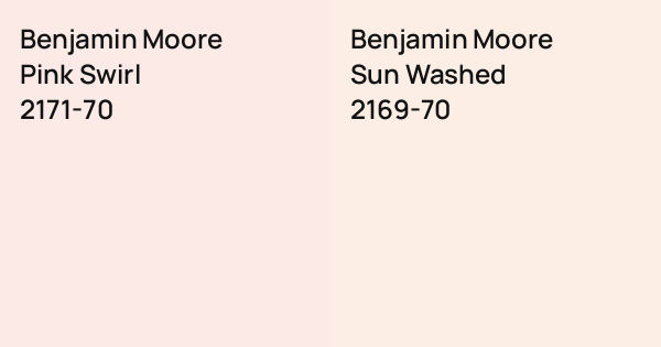 Benjamin Moore Pink Swirl vs. Benjamin Moore Sun Washed comparison