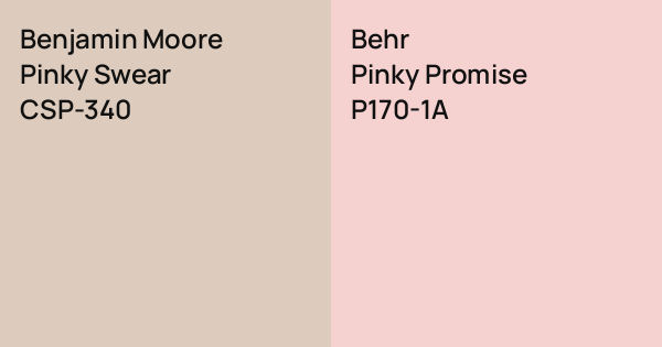 Benjamin Moore Pinky Swear vs. Behr Pinky Promise comparison