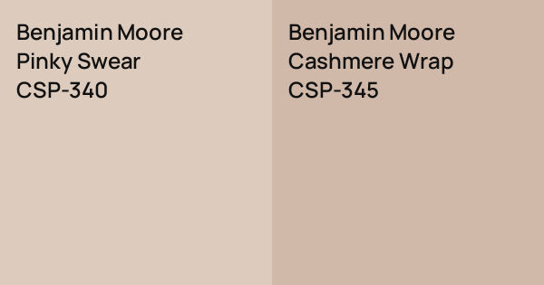 Benjamin Moore Pinky Swear vs. Benjamin Moore Cashmere Wrap comparison