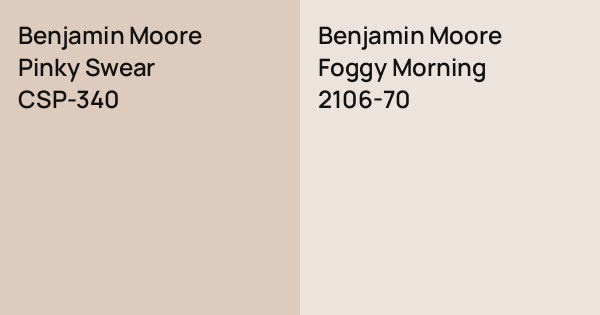Benjamin Moore Pinky Swear vs. Benjamin Moore Foggy Morning comparison