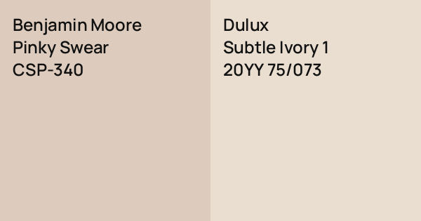 Benjamin Moore Pinky Swear vs. Dulux Subtle Ivory 1 comparison