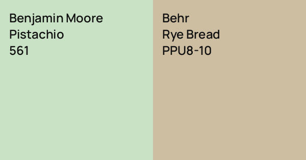 Benjamin Moore Pistachio vs. Behr Rye Bread comparison