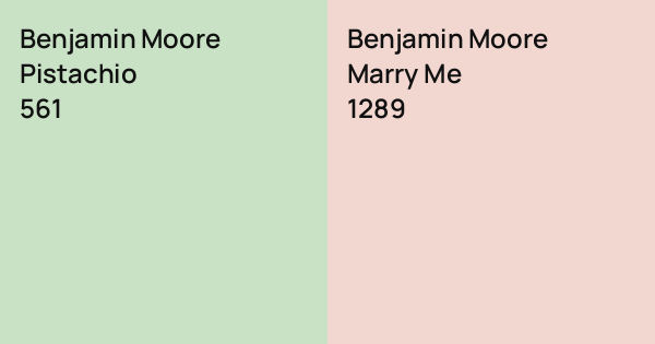 Benjamin Moore Pistachio vs. Benjamin Moore Marry Me comparison