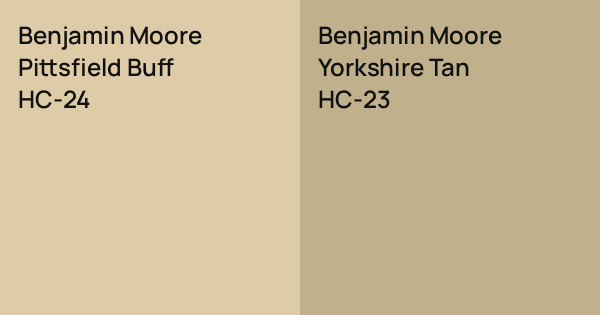Benjamin Moore Pittsfield Buff vs. Benjamin Moore Yorkshire Tan comparison