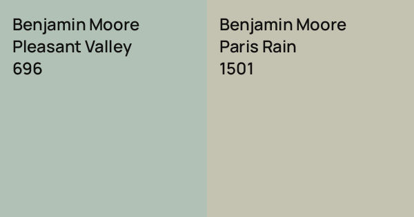 Benjamin Moore Pleasant Valley vs. Benjamin Moore Paris Rain comparison