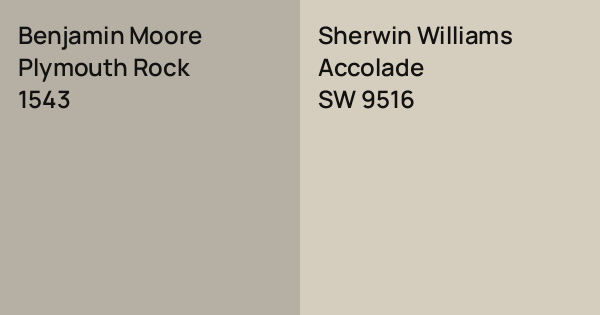 Benjamin Moore Plymouth Rock vs. Sherwin Williams Accolade comparison