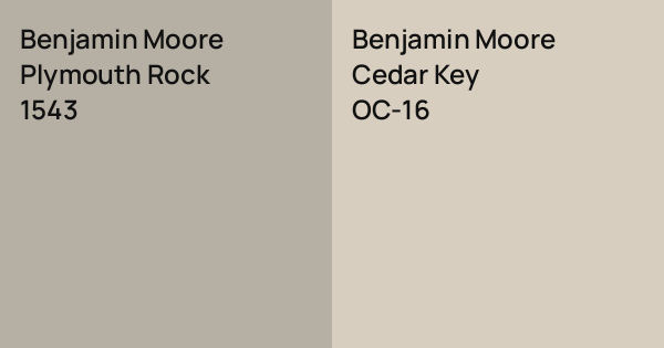 Benjamin Moore Plymouth Rock vs. Benjamin Moore Cedar Key comparison
