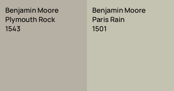 Benjamin Moore Plymouth Rock vs. Benjamin Moore Paris Rain comparison