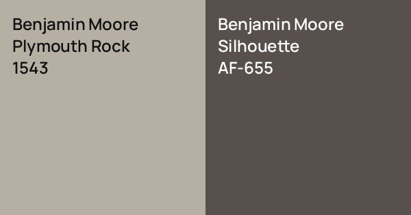 Benjamin Moore Plymouth Rock vs. Benjamin Moore Silhouette comparison