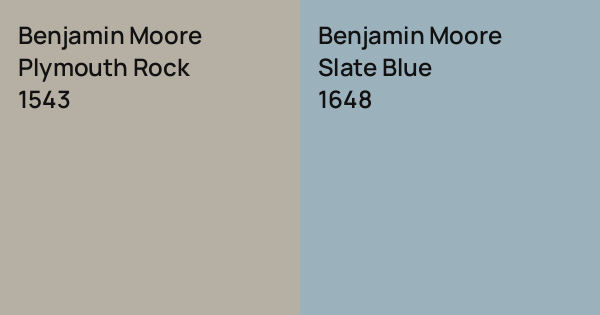 Benjamin Moore Plymouth Rock vs. Benjamin Moore Slate Blue comparison