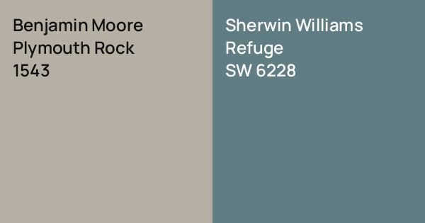 Benjamin Moore Plymouth Rock vs. Sherwin Williams Refuge comparison