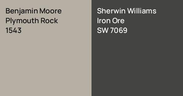 Benjamin Moore Plymouth Rock vs. Sherwin Williams Iron Ore comparison