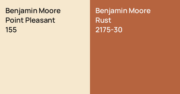 Benjamin Moore Point Pleasant vs. Benjamin Moore Rust comparison
