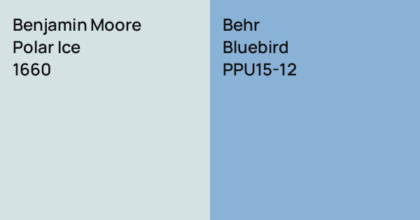 Benjamin Moore Polar Ice vs. Behr Bluebird comparison
