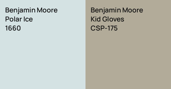 Benjamin Moore Polar Ice vs. Benjamin Moore Kid Gloves comparison