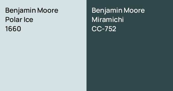 Benjamin Moore Polar Ice vs. Benjamin Moore Miramichi comparison