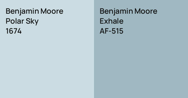 Benjamin Moore Polar Sky vs. Benjamin Moore Exhale comparison