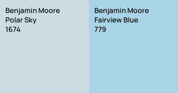 Benjamin Moore Polar Sky vs. Benjamin Moore Fairview Blue comparison
