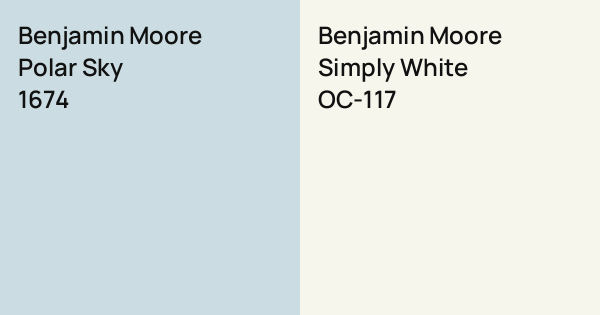 Benjamin Moore Polar Sky vs. Benjamin Moore Simply White comparison