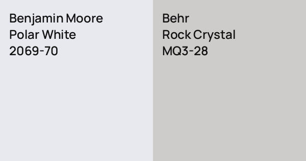 Benjamin Moore Polar White vs. Behr Rock Crystal comparison