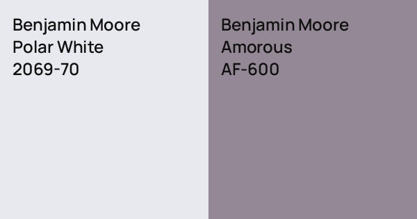 Benjamin Moore Polar White vs. Benjamin Moore Amorous comparison