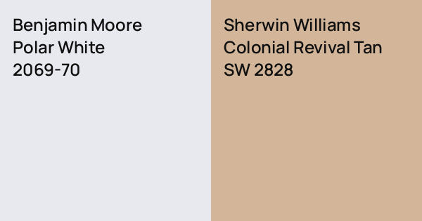 Benjamin Moore Polar White vs. Sherwin Williams Colonial Revival Tan ...