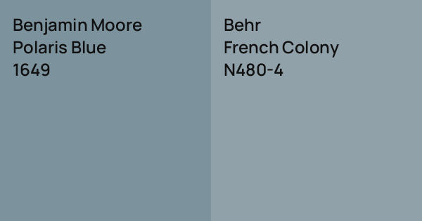 Benjamin Moore Polaris Blue vs. Behr French Colony comparison