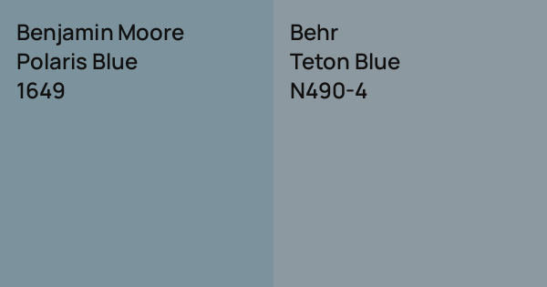 Benjamin Moore Polaris Blue vs. Behr Teton Blue comparison