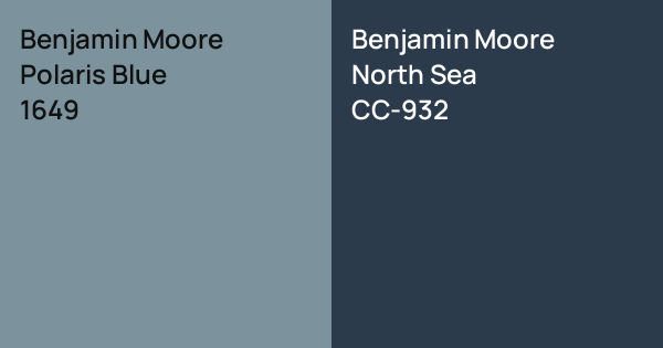 Benjamin Moore Polaris Blue vs. Benjamin Moore North Sea comparison