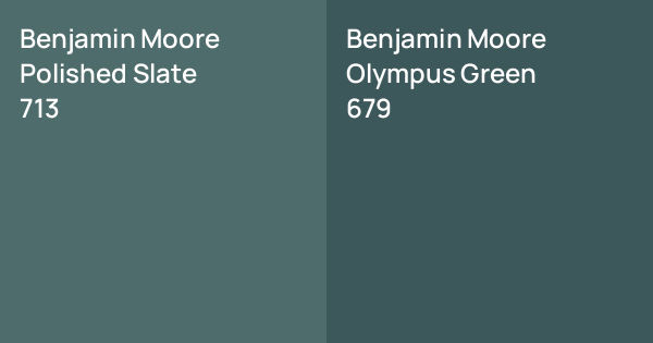 Benjamin Moore Polished Slate vs. Benjamin Moore Olympus Green comparison