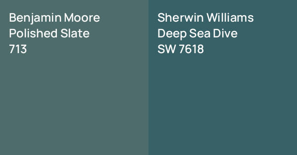 Benjamin Moore Polished Slate vs. Sherwin Williams Deep Sea Dive comparison