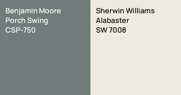 Benjamin Moore Porch Swing vs. Sherwin Williams Alabaster comparison