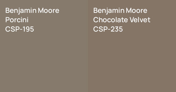 Benjamin Moore Porcini vs. Benjamin Moore Chocolate Velvet comparison
