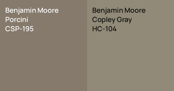 Benjamin Moore Porcini vs. Benjamin Moore Copley Gray comparison