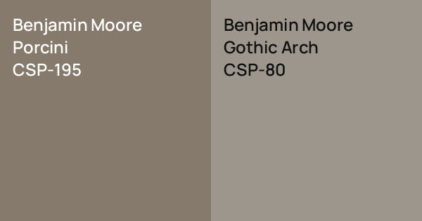 Benjamin Moore Porcini vs. Benjamin Moore Gothic Arch comparison