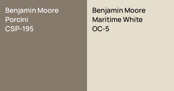 Benjamin Moore Porcini vs. Benjamin Moore Maritime White comparison