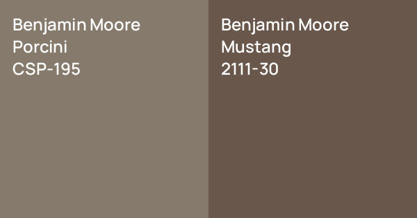 Benjamin Moore Porcini vs. Benjamin Moore Mustang comparison