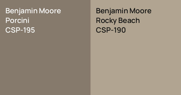 Benjamin Moore Porcini vs. Benjamin Moore Rocky Beach comparison