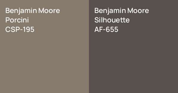 Benjamin Moore Porcini vs. Benjamin Moore Silhouette comparison