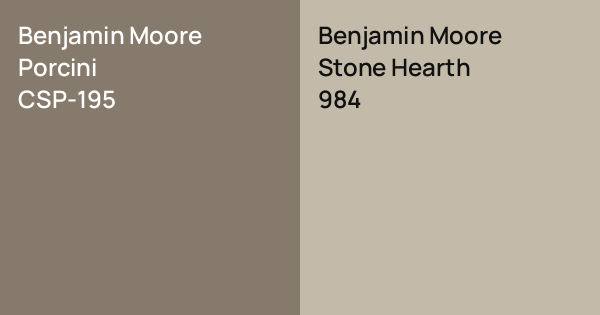 Benjamin Moore Porcini vs. Benjamin Moore Stone Hearth comparison