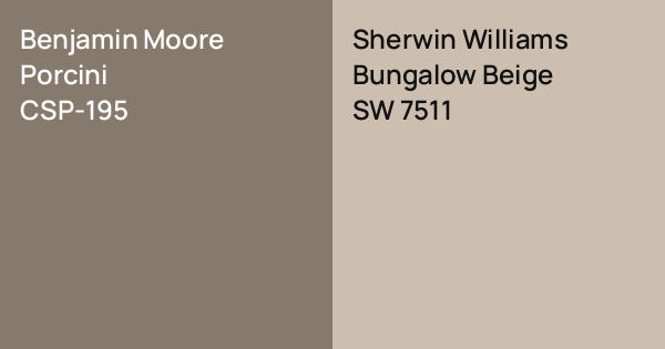 Benjamin Moore Porcini vs. Sherwin Williams Bungalow Beige comparison